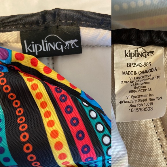 Kipling | Bags | Nwot Kipling Multi Colored Circlesstripe Backpack ...